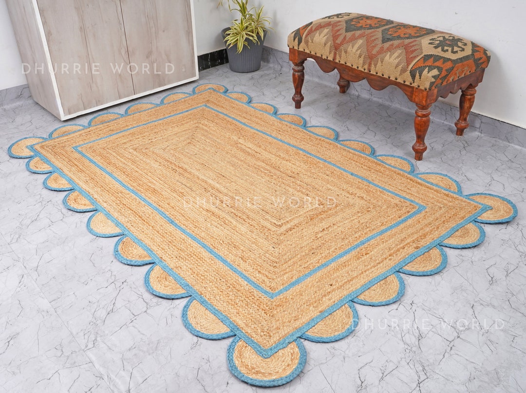 Scalloped Jute Rug, Scallop Jute Rug, Scalloped Edge Rug, Natural Jute ...