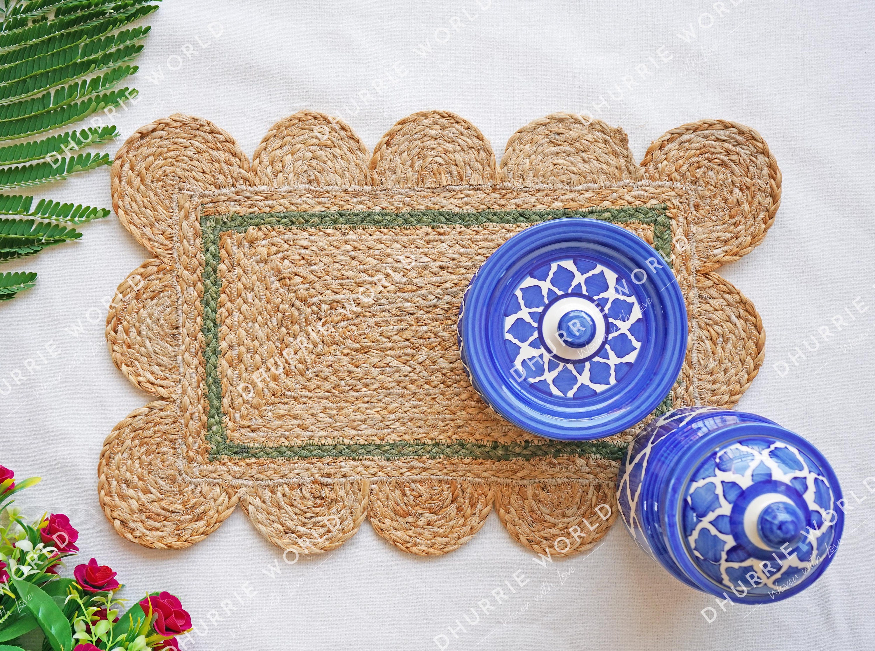 Scalloped Jute Placemats Farmhouse Natural Jute Placemat - Etsy