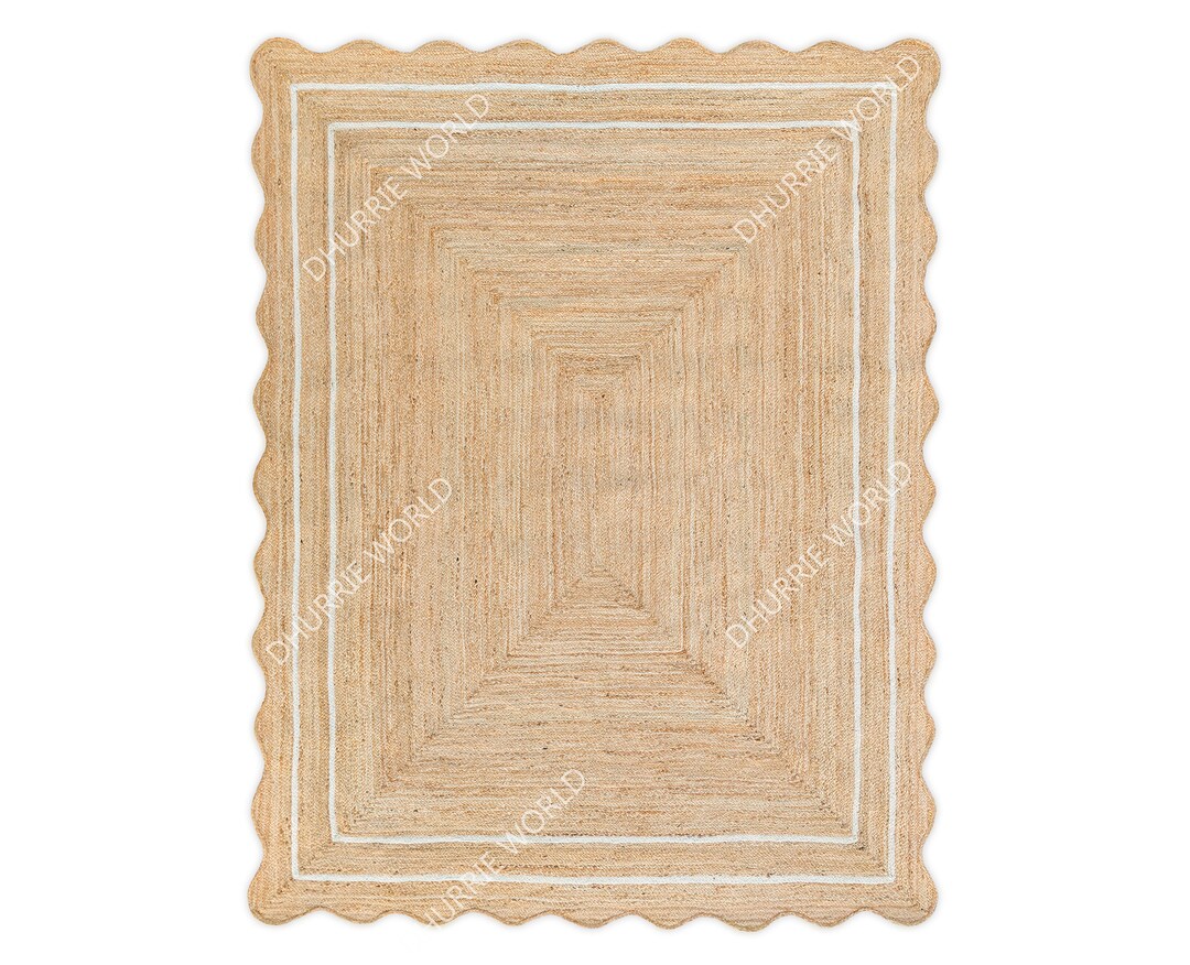 Natural Scalloped Jute Rug, Scallop Pattern Rug, Jute Shape Rug ...