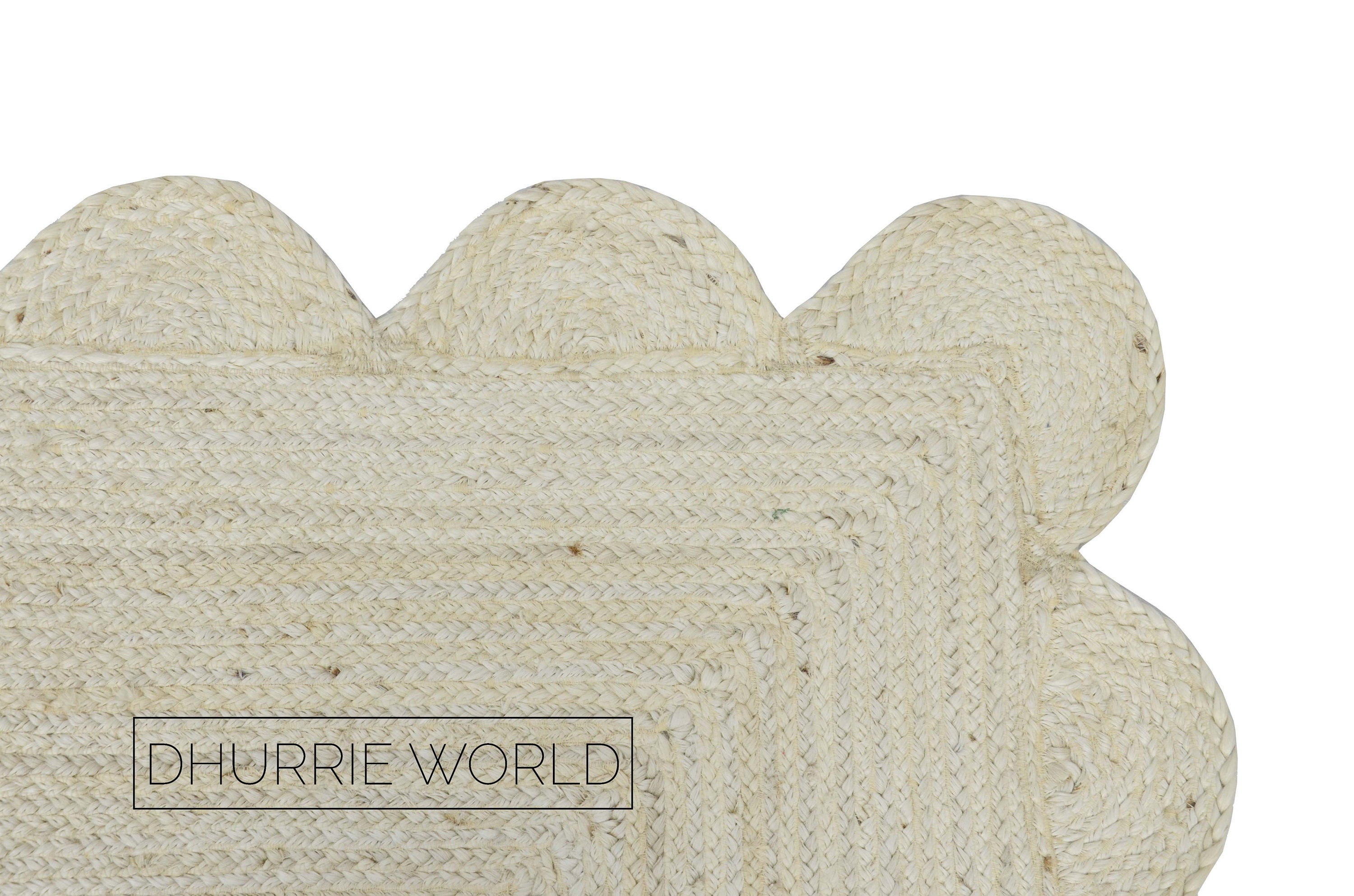 Off White Scalloped Jute Rug Scallop pattern Rug Natural | Etsy
