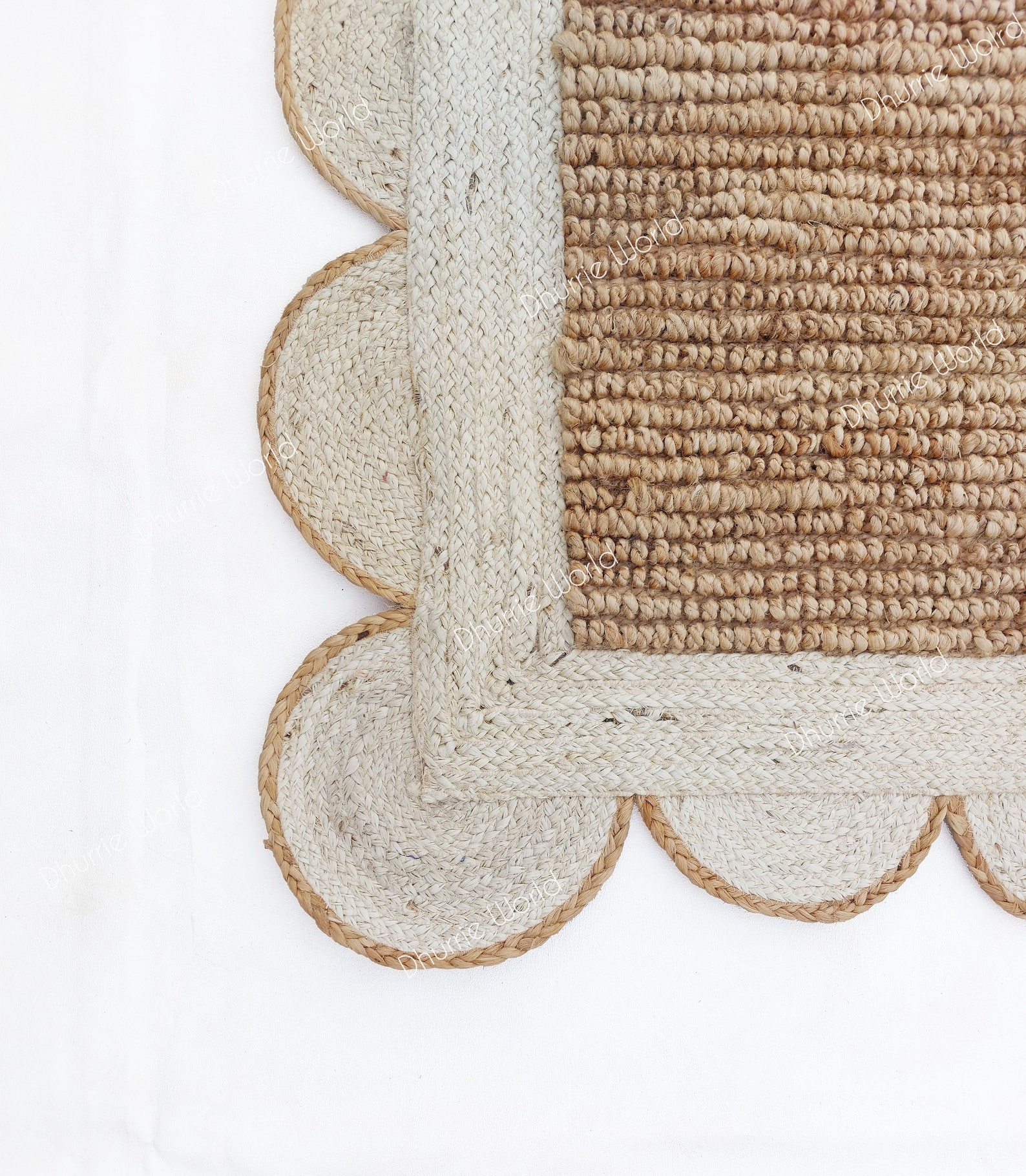 Textured Jute Rug Scalloped Jute Rug Scallop Area Rug - Etsy