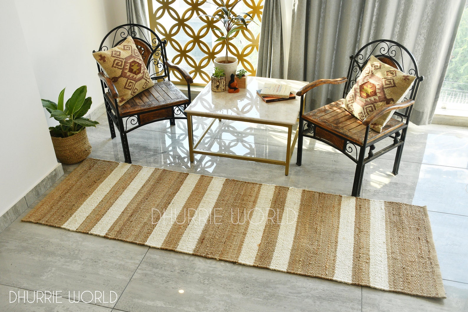 Natural Boho Jute Runner Rug Stripe Area Rug Bohemian Rug - Etsy