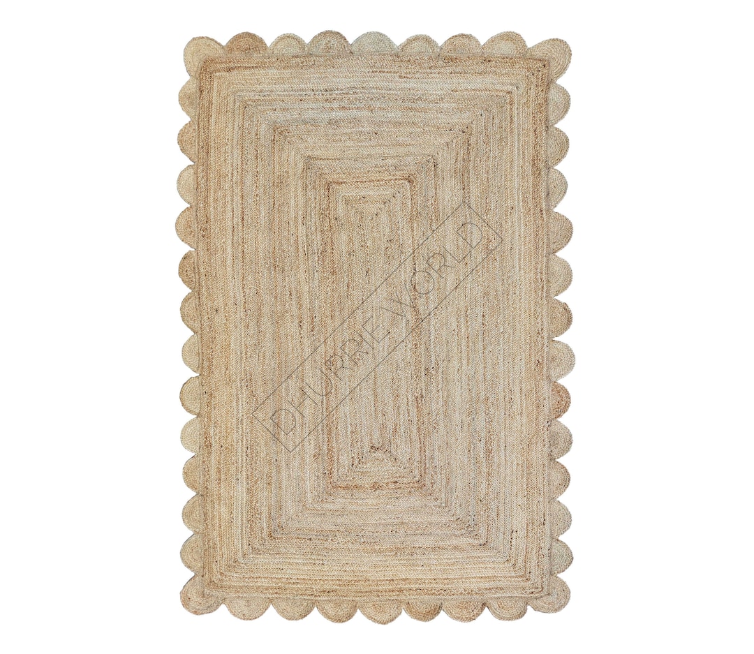 Natural Scalloped Jute Rug Scallop Pattern Rug Natural Jute - Etsy
