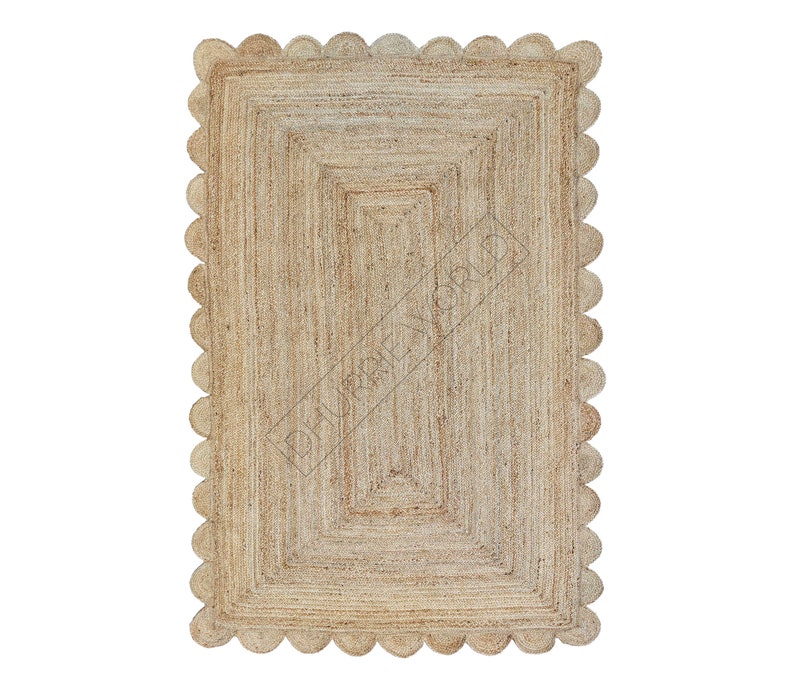 Natural Scalloped Jute Rug Scallop Pattern Rug Natural Jute | Etsy