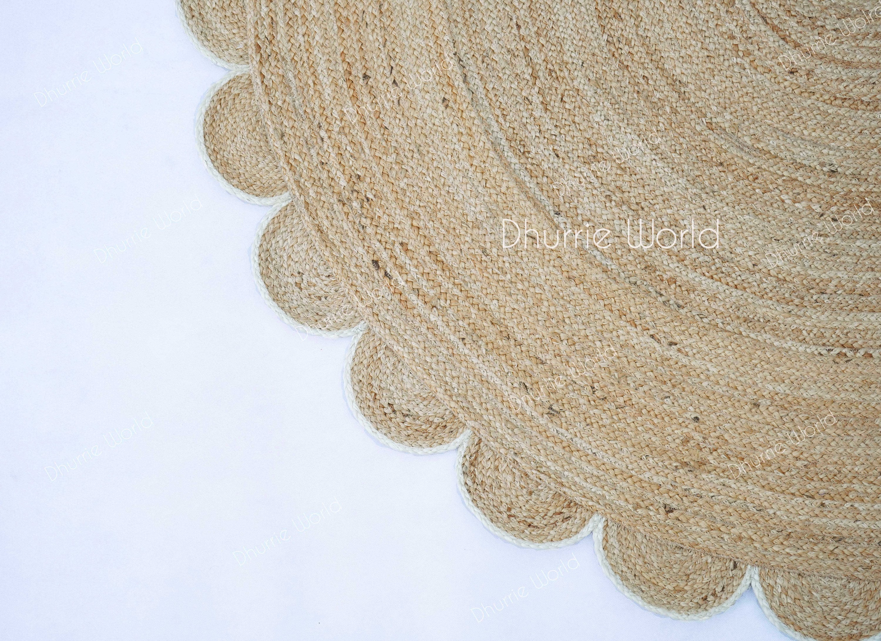 Natural Jute Scallop Round Rug Eco Friendly Scalloped Edge - Etsy