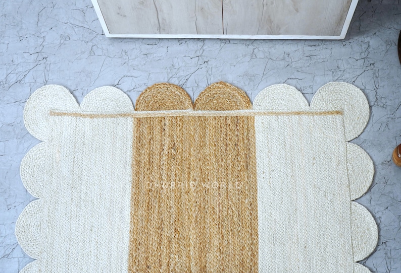Natural Jute Scallop Rug Scalloped Jute Rug Boho Jute Rug - Etsy