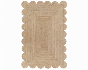 Scalloped Jute Rug, Scallop Edge Rug, Jute Scalloped Rug, Boho Jute Rug ...