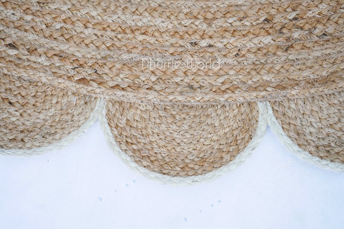 Natural Jute Scallop Round Rug Eco Friendly Scalloped Edge - Etsy