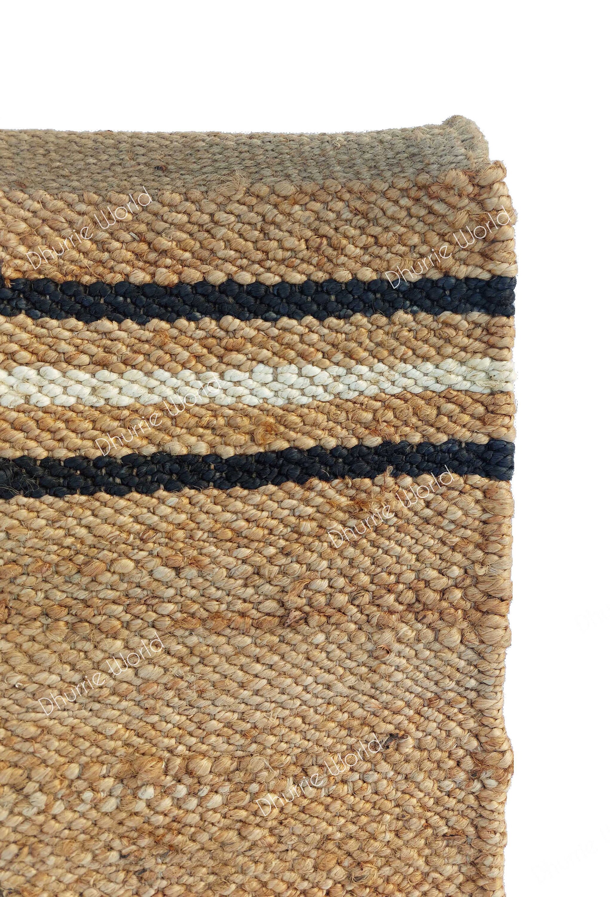 Bohemian Natural Jute Rug Stripe Pattern Area Rug Boho Jute - Etsy