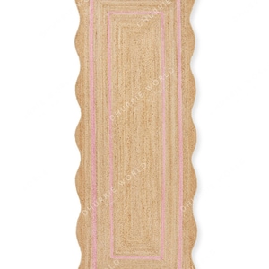 Wavy Jute Scalloped Rug, Scallop Shape Rug, Bohemain Jute Rug, Natural ...