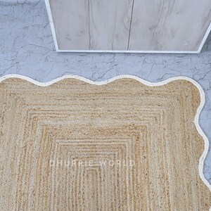 Scalloped Jute Rug, Natural Jute Scallop Rug, Boho Jute Rug, Custom ...