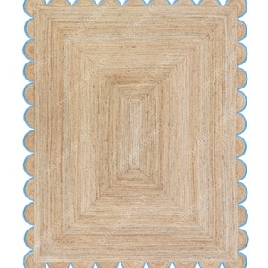 Natural Jute Scalloped Rug, Bohemian Scallop Rug, Natural Jute Rug ...