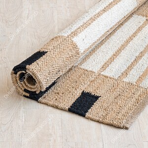 Natural Jute Area Rug, Striped Jute Rug, Custom Size Rug, Hallway ...