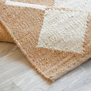 Diamond Jute Rug, Natural Jute Area Rug, Jute Runner Rug, Textured Boho ...
