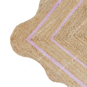 Wavy Jute Scalloped Rug, Scallop Shape Rug, Bohemain Jute Rug, Natural ...