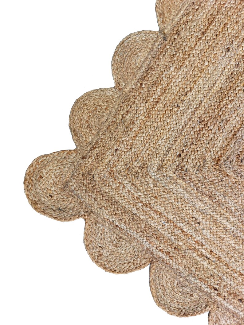 Natural Scalloped Jute Rug Scallop Pattern Rug Natural Jute | Etsy