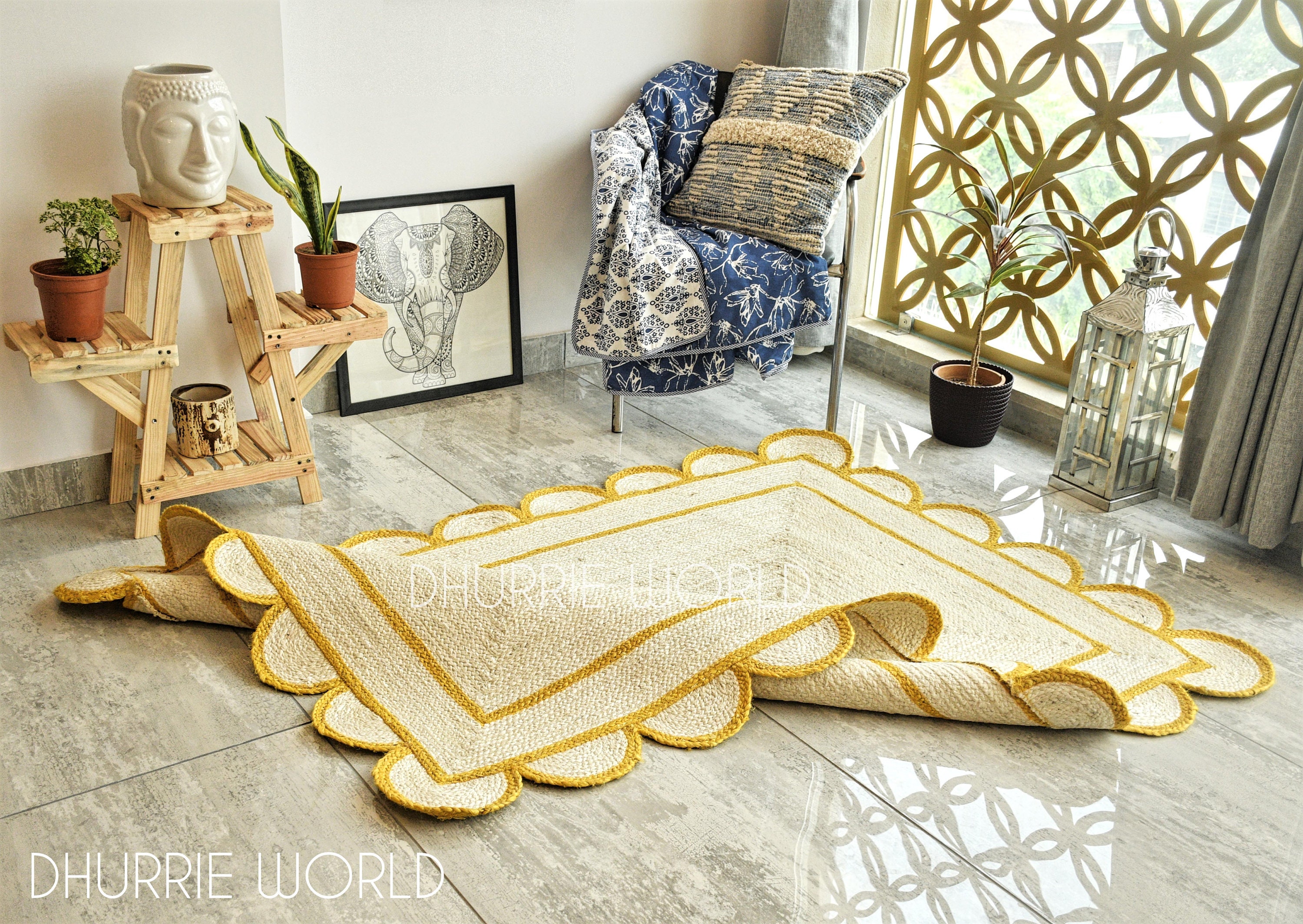 Natural Scalloped Jute Rug Scallop Edge Rug Natural Jute - Etsy