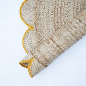 Natural Jute Scallop Round Rug, Designer Bohemian Jute Area Rug, Eco ...