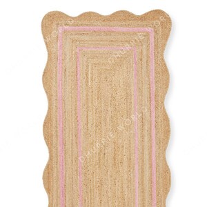 Wavy Jute Scalloped Rug, Scallop Shape Rug, Bohemain Jute Rug, Natural ...