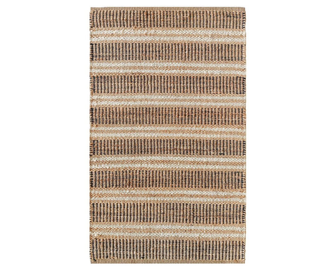Natural Boho Jute Rug, Jute Runner Rug, Textured Stripe Rug, Bohemian ...