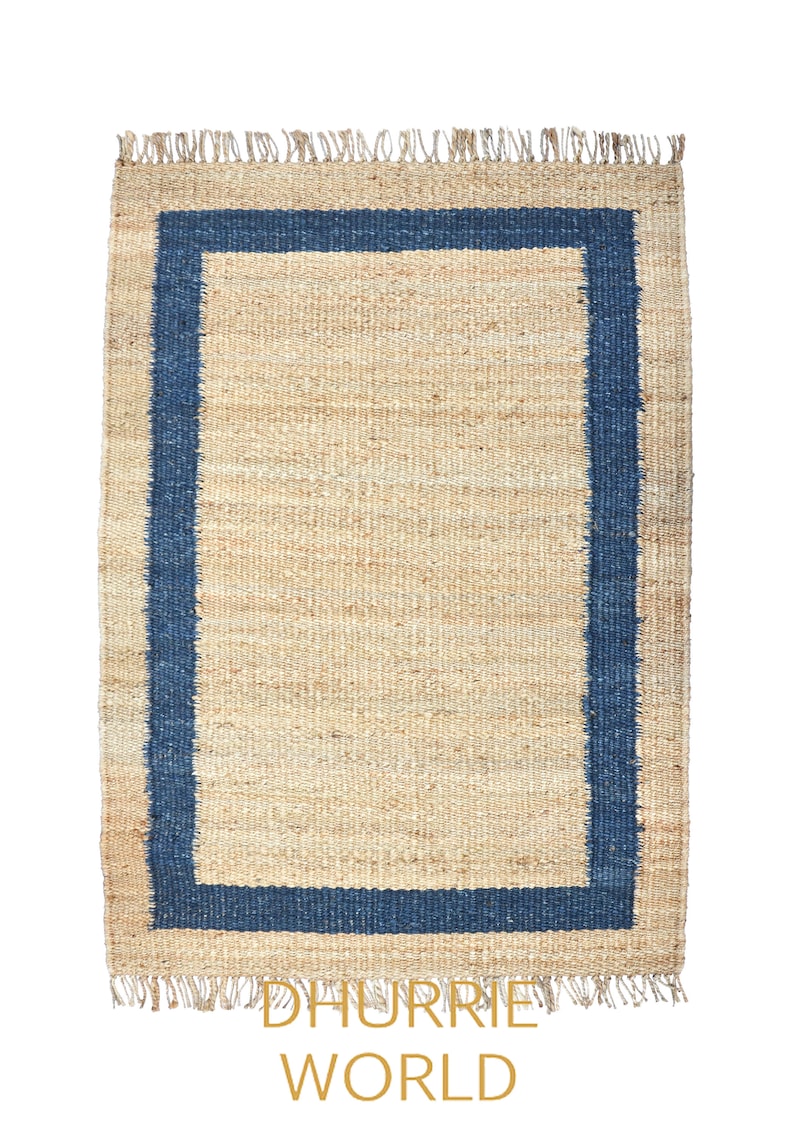 Natural Jute Bordered Rug Boho Jute Area Rug Custom Size - Etsy