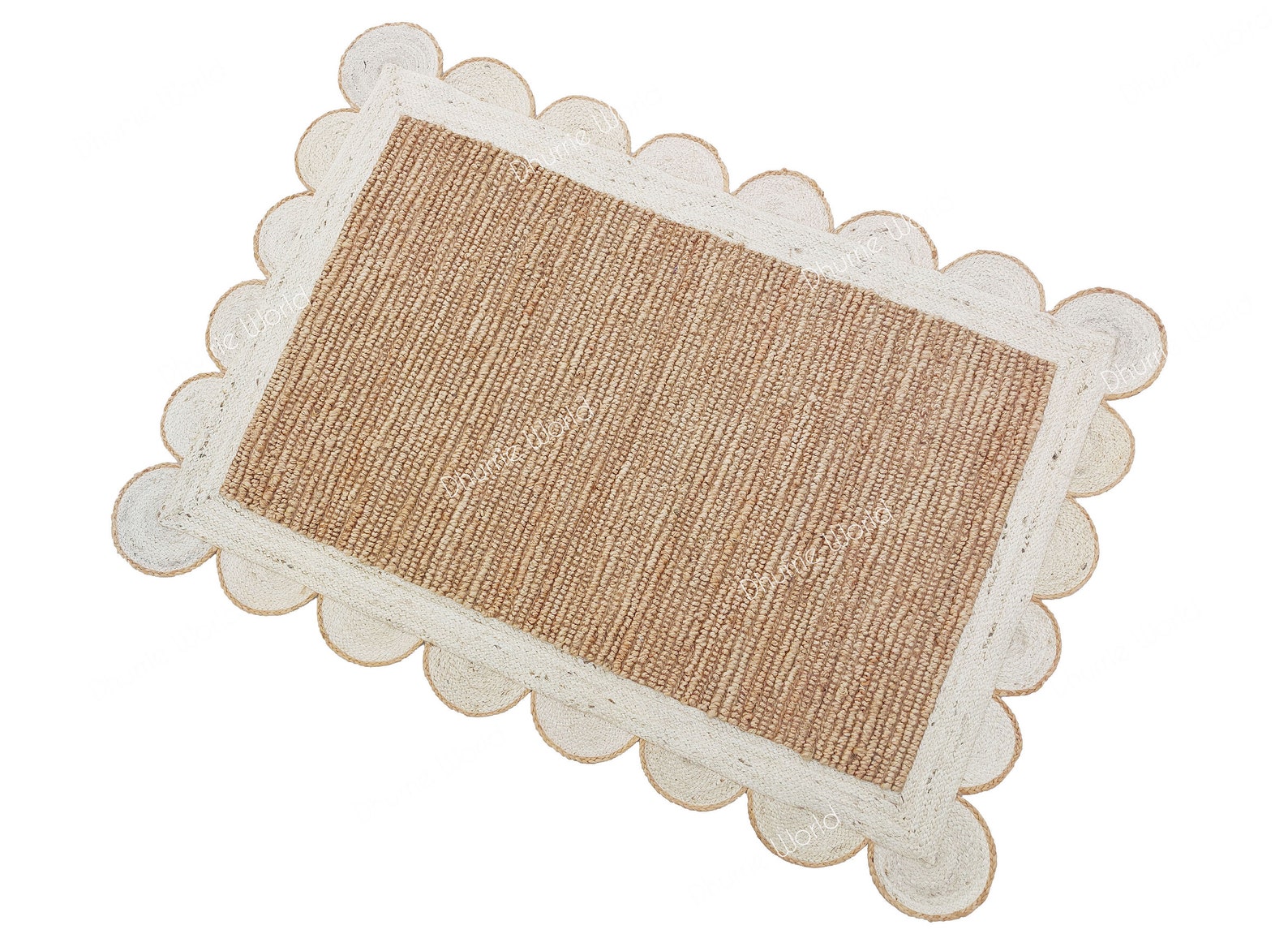 Textured Jute Rug Scalloped Jute Rug Scallop Area Rug - Etsy