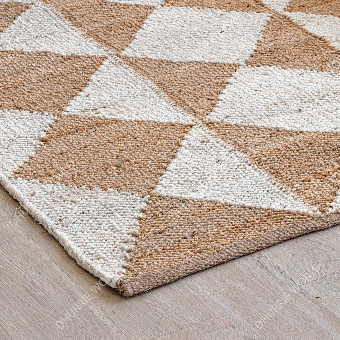 Diamond Checkered Jute Rug, Custom Size Rug, Hallway Runner, Jute ...