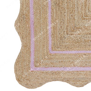 Wavy Jute Scalloped Rug, Scallop Shape Rug, Bohemain Jute Rug, Natural ...