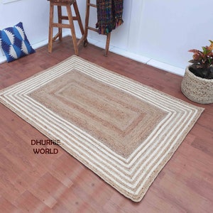 8x10, 9x12 Natural Jute Braided Rug, off White Jute Area Rug, Handwoven ...