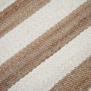 Striped Jute Hallway Runner, Boho Natural Jute Runner Rug, Custom Size ...