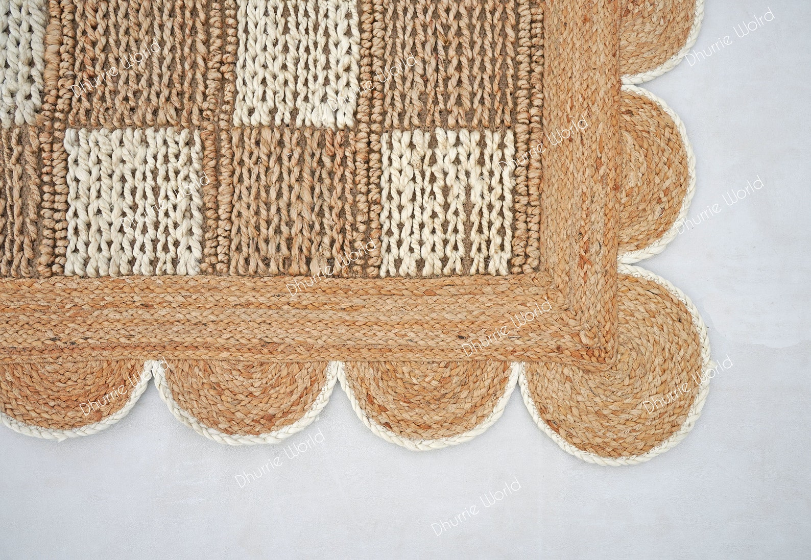 Natural Scalloped Jute Rug off White Scallop Pattern Rug - Etsy