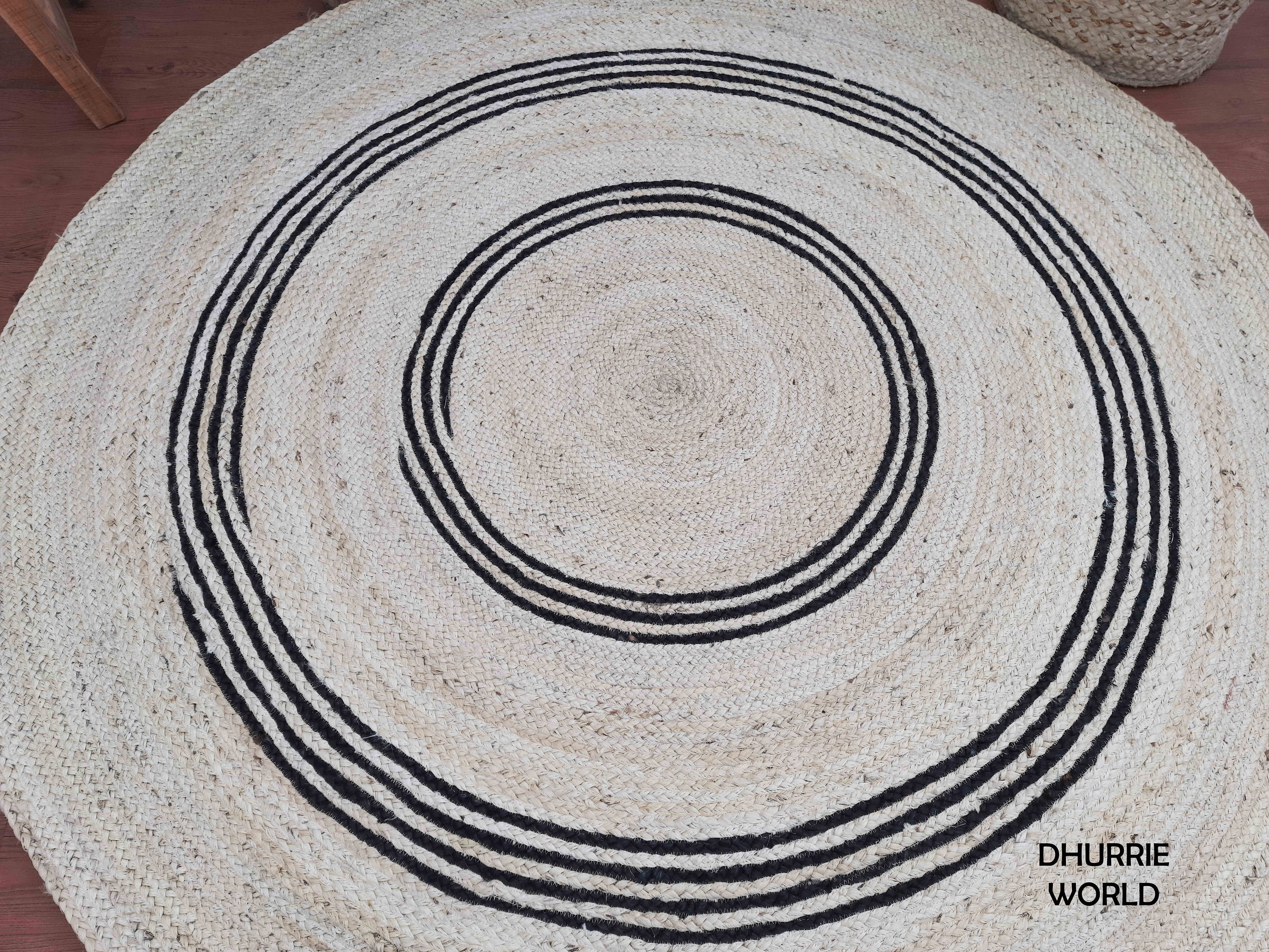 4x4 5x5 6x6 7x7 8x8 Natural Jute Round Rug Border Natural | Etsy