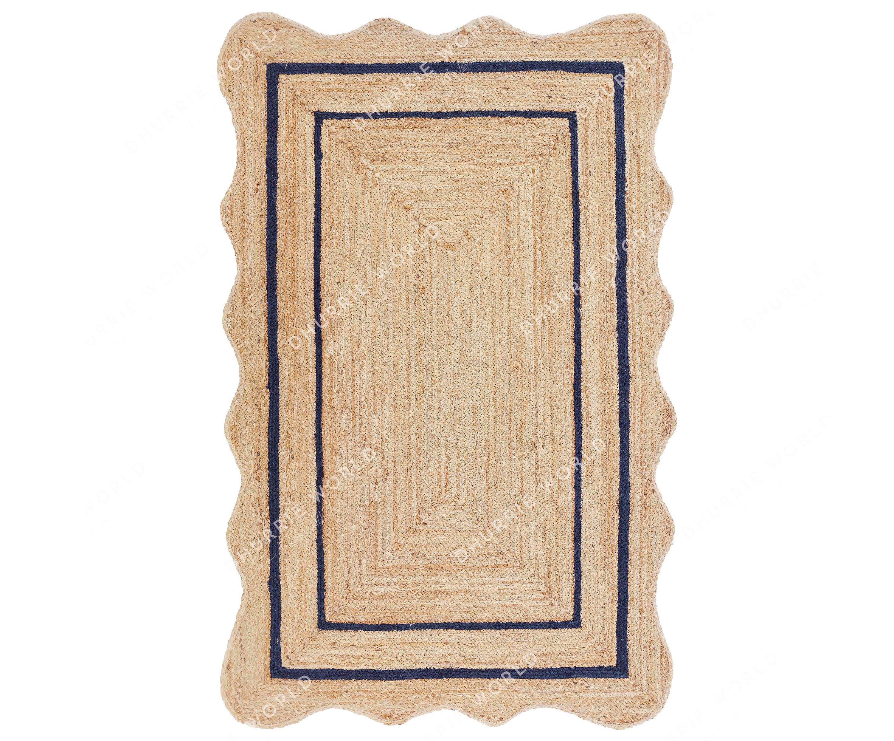 Scallop Jute Rug Natural Jute Wavy Edge Rug Scalloped Shape - Etsy