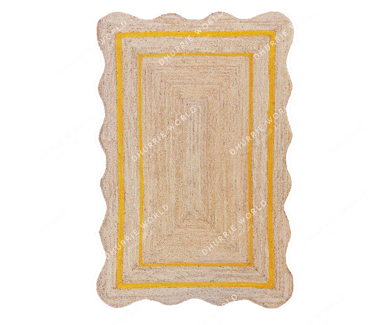 Scallop Jute Rug Natural Jute Wavy Edge Rug Scalloped Shape - Etsy