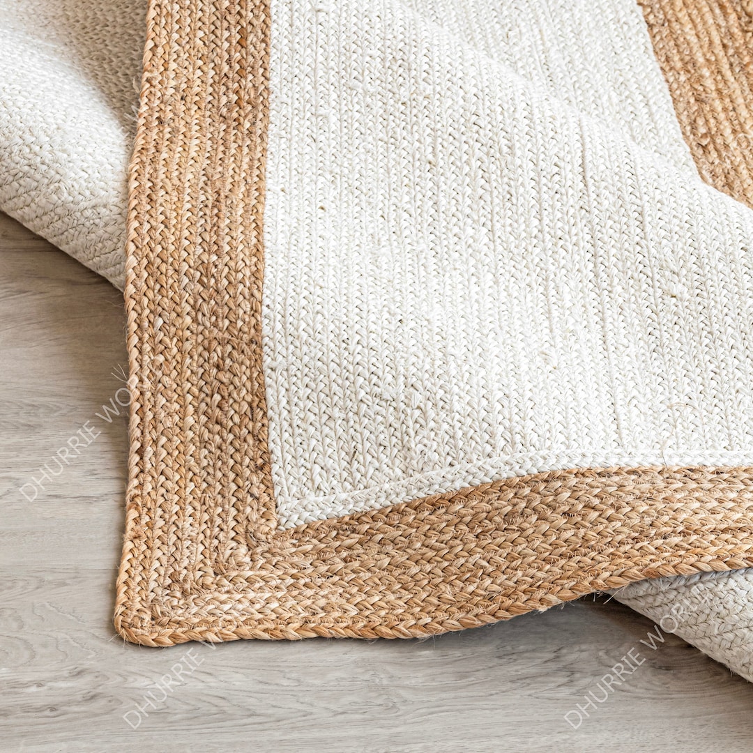 White Jute Area Rug, Custom Size Rug, Boho Jute Rug, Hallway Runner ...