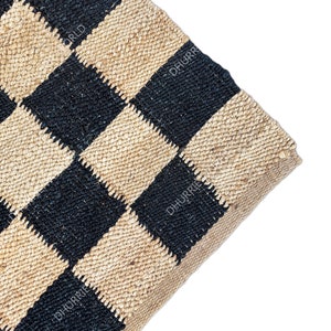 Checkered Jute Rug, Custom Size Runner Rug, Hallway Runner, Boho Jute ...