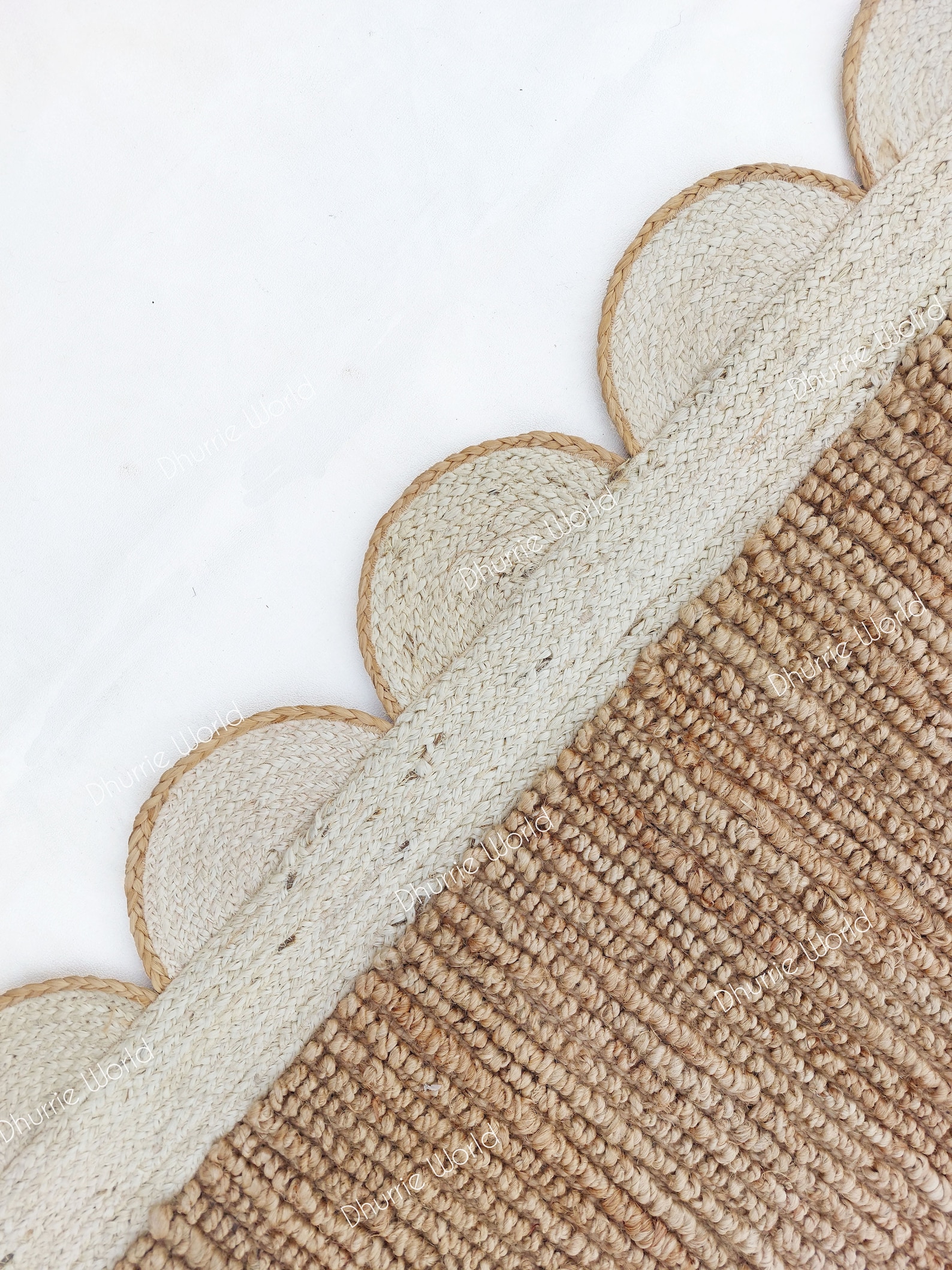 Textured Jute Rug Scalloped Jute Rug Scallop Area Rug - Etsy