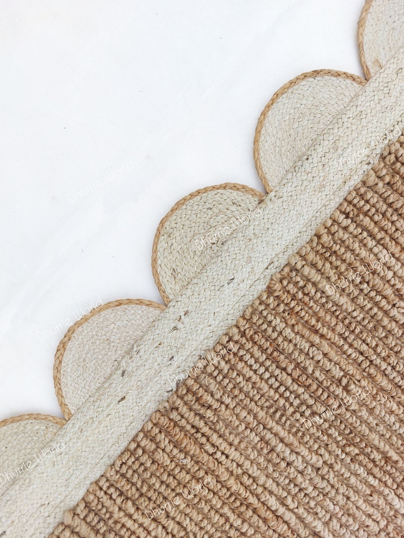 Textured Jute Rug Scalloped Jute Rug Scallop Area Rug - Etsy