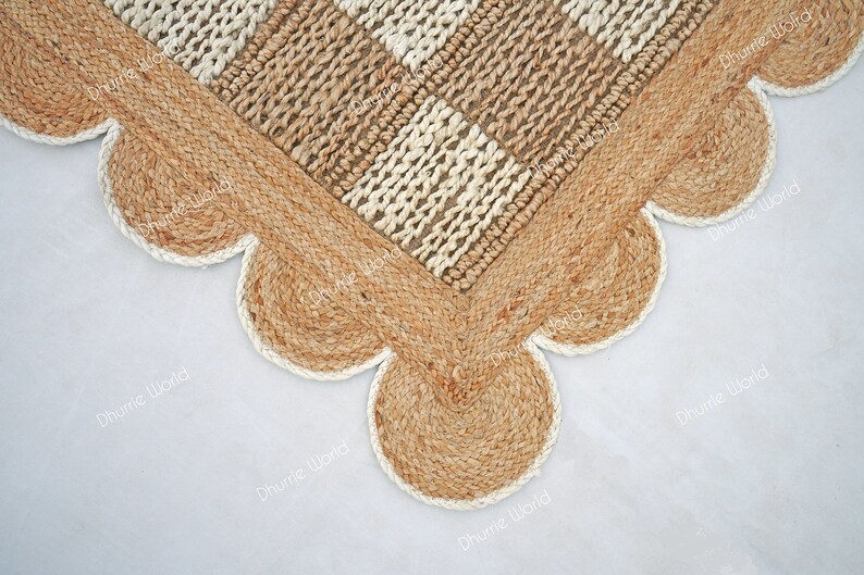 Natural Scalloped Jute Rug off White Scallop Pattern Rug - Etsy