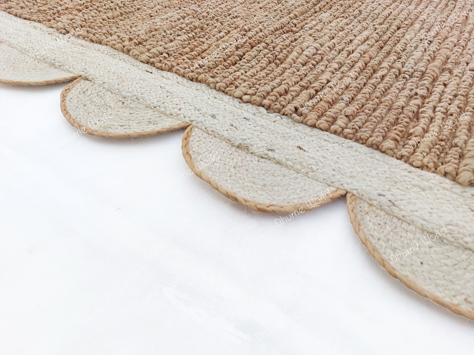 Textured Jute Rug Scalloped Jute Rug Scallop Area Rug - Etsy
