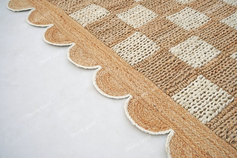 Natural Scalloped Jute Rug off White Scallop Pattern Rug - Etsy