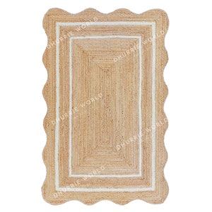 Scallop Jute Rug Natural Jute Wavy Edge Rug Scalloped Shape - Etsy
