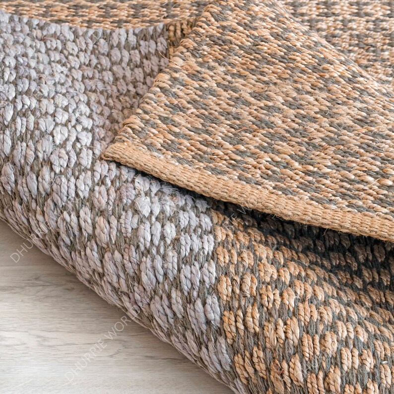 Boho Jute Rug, Jute Runner Rug, Textured Bohemian Rug, Natural Jute Rug ...