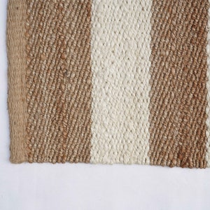 Striped Jute Hallway Runner, Boho Natural Jute Runner Rug, Custom Size ...