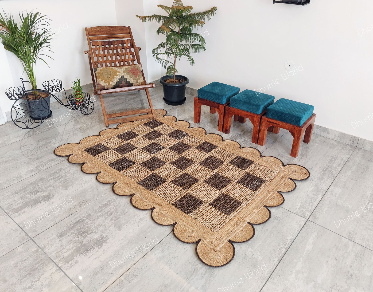 Natural Scalloped Jute Rug Brown Scallop Pattern Rug Natural - Etsy