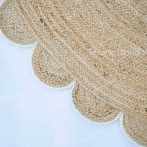 Natural Jute Scallop Round Rug, Eco Friendly Scalloped Edge Rug ...
