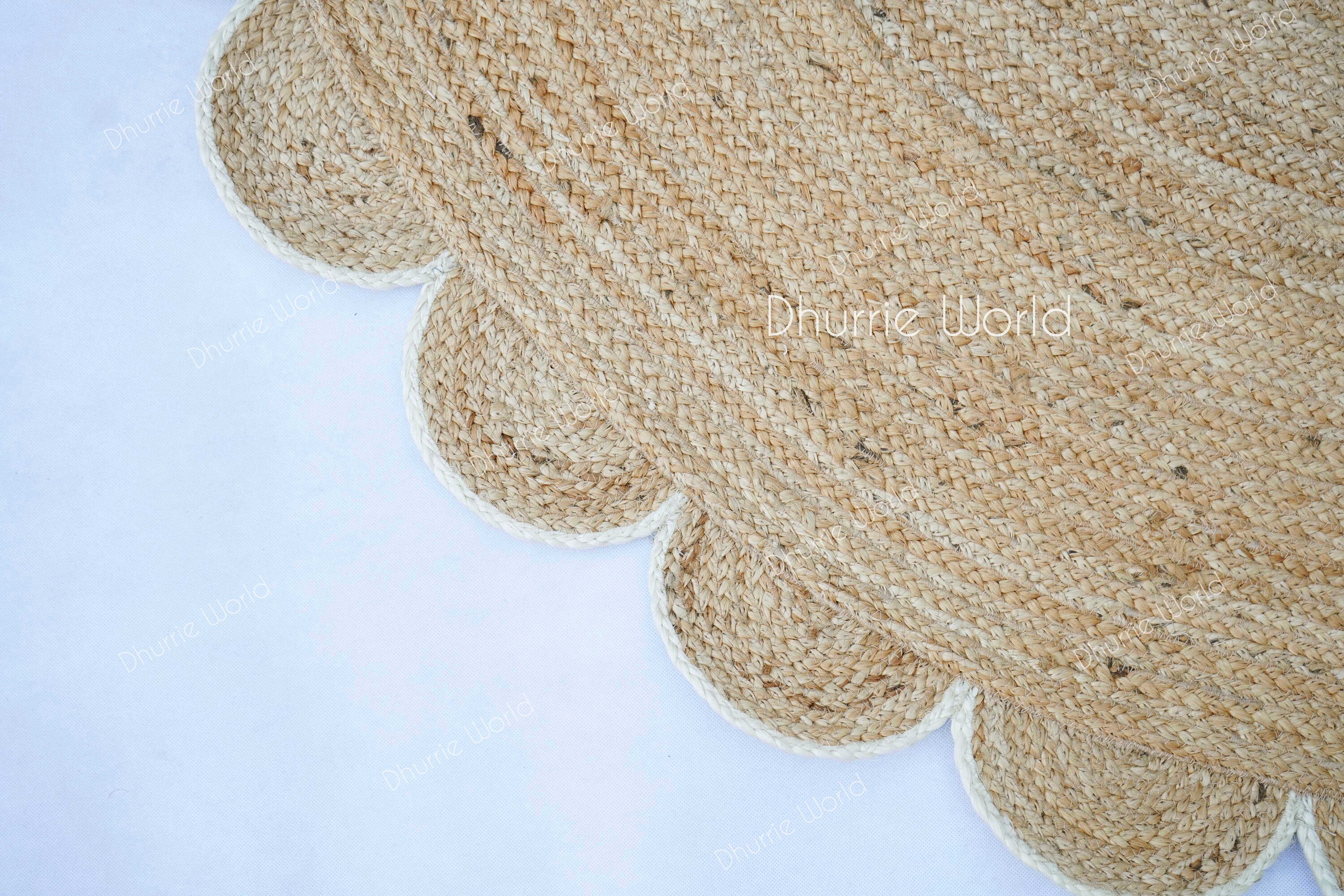 Natural Jute Scallop Round Rug Eco Friendly Scalloped Edge - Etsy