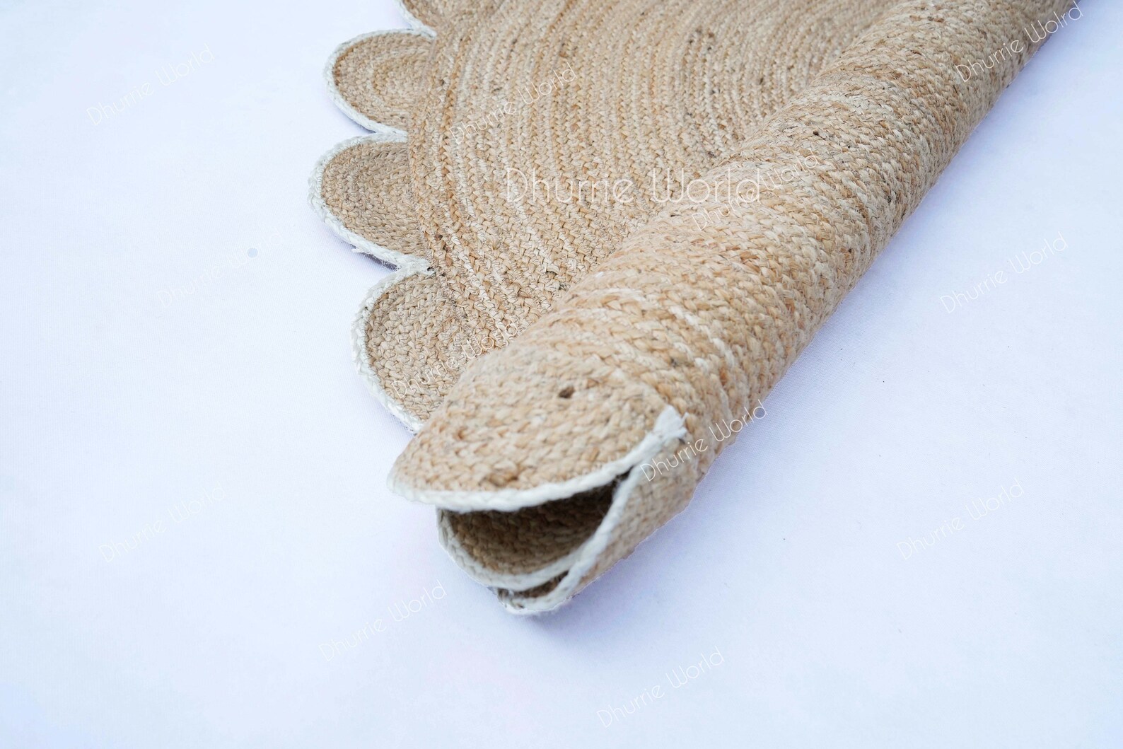 Natural Jute Scallop Round Rug Eco Friendly Scalloped Edge - Etsy