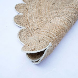 Natural Jute Scallop Round Rug, Eco Friendly Scalloped Edge Rug ...
