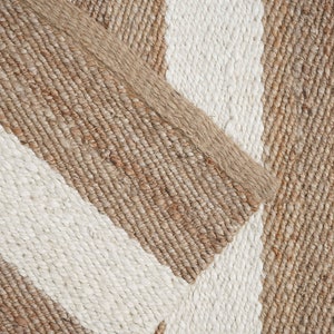 Striped Jute Hallway Runner, Boho Natural Jute Runner Rug, Custom Size ...